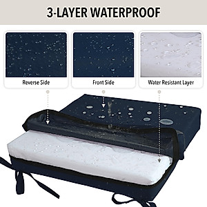 Tromlycs Outdoor Cushions for Patio Furniture Chair Cushions Set of 2 Seat 19x19 Inch Waterproof Outside Square with Ties Navy Blue