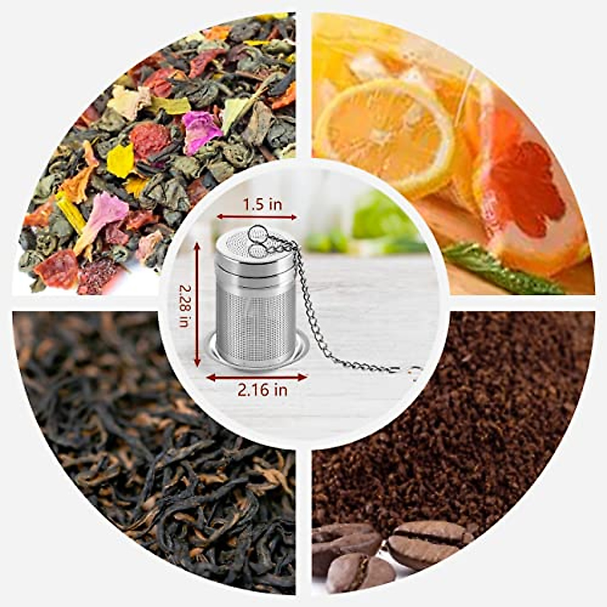 Tea Infuser, Tea Strainer Fine Mesh Tea Filter 304 Stainless Steel Perfect Size with Extended Chain Hook to Brew Loose Leaf Tea, Tea Strainers 210601-1