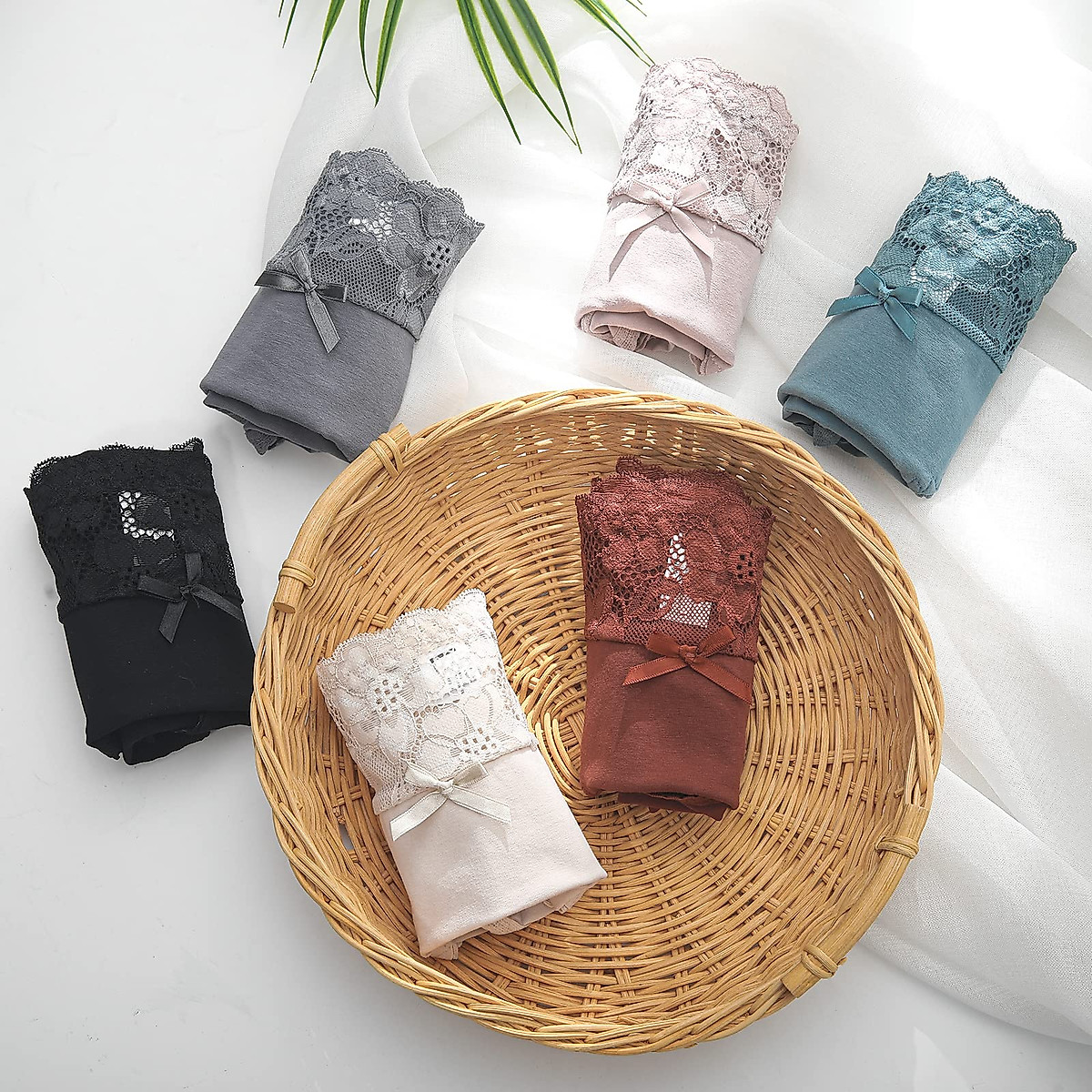 BIONEK Womens Underwear Cheeky Cotton,Bikini Panties Hipster Briefs Lace Soft Breathable 3/4/6 Pack S-XL