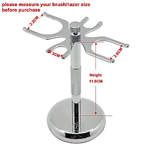 Deluxe Stainless Steel 4 Prong Safety Razor and Shave Brush Stand Drip Stand