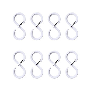 8Pcs S Hooks for Hanging, Heavy Duty S Shaped Hook with Safety Buckle, Multifunctional Storage Hooks for Hanging Plants, Kitchen Utensil, Clothes and Bags(White, 1.14" x 2.52", for 0.55inch crossbars)