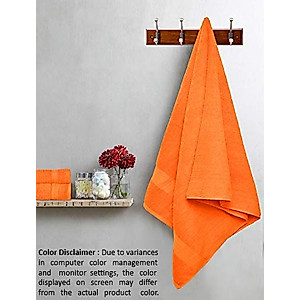 GLAMBURG Ultra Soft 8-Piece Towel Set - 100% Pure Ringspun Cotton, Contains 2 Oversized Bath Towels 27x54, 2 Hand Towels 16x28, 4 Wash Cloths 13x13 - Ideal for Everyday use, Hotel & Spa - Orange