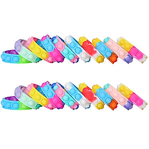 WQFXYZ 30 PCS 20PCS Push Pop Fidget Toy Fidget Bracelet, Durable and Adjustable, Multicolor Wristband Push Pop Stress Relief Sensory Fingertip Toys for Kids and Adults (20 PCS)