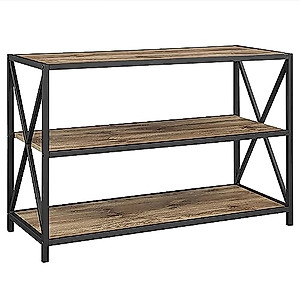 Beyideal 3 Tier Open Shelf Industrial Wood Metal Bookcase Home Office Storage, 40 Inch, Barnwood