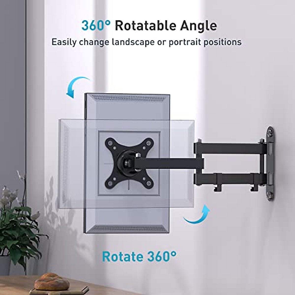 Mount for Echo Show 15, Letlar Wall Mount Bracket for Amazon Echo 15 and 15"-30" Monitor TVs, Rotation Tilt Swivel and Extend up to 16", Mounting Bracket with Heavy Duty Arm Holds up to 22lbs