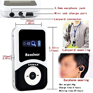 EXMAX® ATG-100T 195MHz Wireless Tour Guide Monitoring Voice Audio Transmission System+Aluminium Charging Case for Teaching Tour Guides Conference Church Museum(1 Transmitters and 30 Receivers)