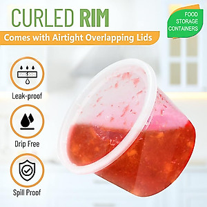 [65 Sets, 3 Sizes] Food Storage Containers with Lids, 8oz, 16oz, 32oz Plastic Deli Containers with Airtight Lids and Spoons, BPA Free, Stackable, Leakproof, Microwave | Dishwasher | Freezer Safe