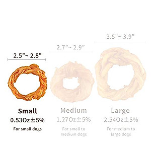 Afreschi Turkey Tendon Dog Treats for Signature Series, All Natural Human Grade Puppy Chew, Ingredient Sourced from USA, Hypoallergenic, Easy to Digest, Rawhide Alternative, 4 Units/Pack Ring (Small)