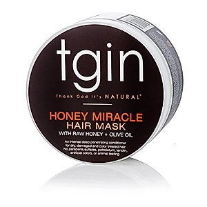 tgin Honey Miracle Hair Mask for Natural Hair - 12 oz - Dry Hair - Curly Hair - Type 3c and 4c hair - Deep Conditioner