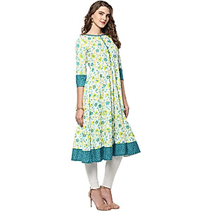 Janasya Indian Tunic Tops Cotton Kurti for Women (JNE2086-KR-389-S)