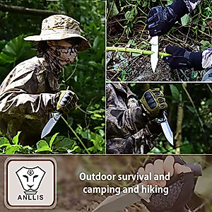 ANLLIS Tactical Knife, D2 Steel High Hardness, Bearing Folding Knife, Men's Military Style, Souvenir Gife, Outdoor Survival Bush Knife, Hunting Camping Knives