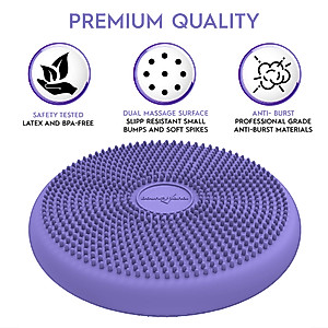 Bouncyband – Wiggle Seat – Purple, 13” D – Large Sensory Cushion for Kids Ages 6-18+ – Promotes Active Learning, Improves Student Productivity, Includes Easy-Inflation Pump