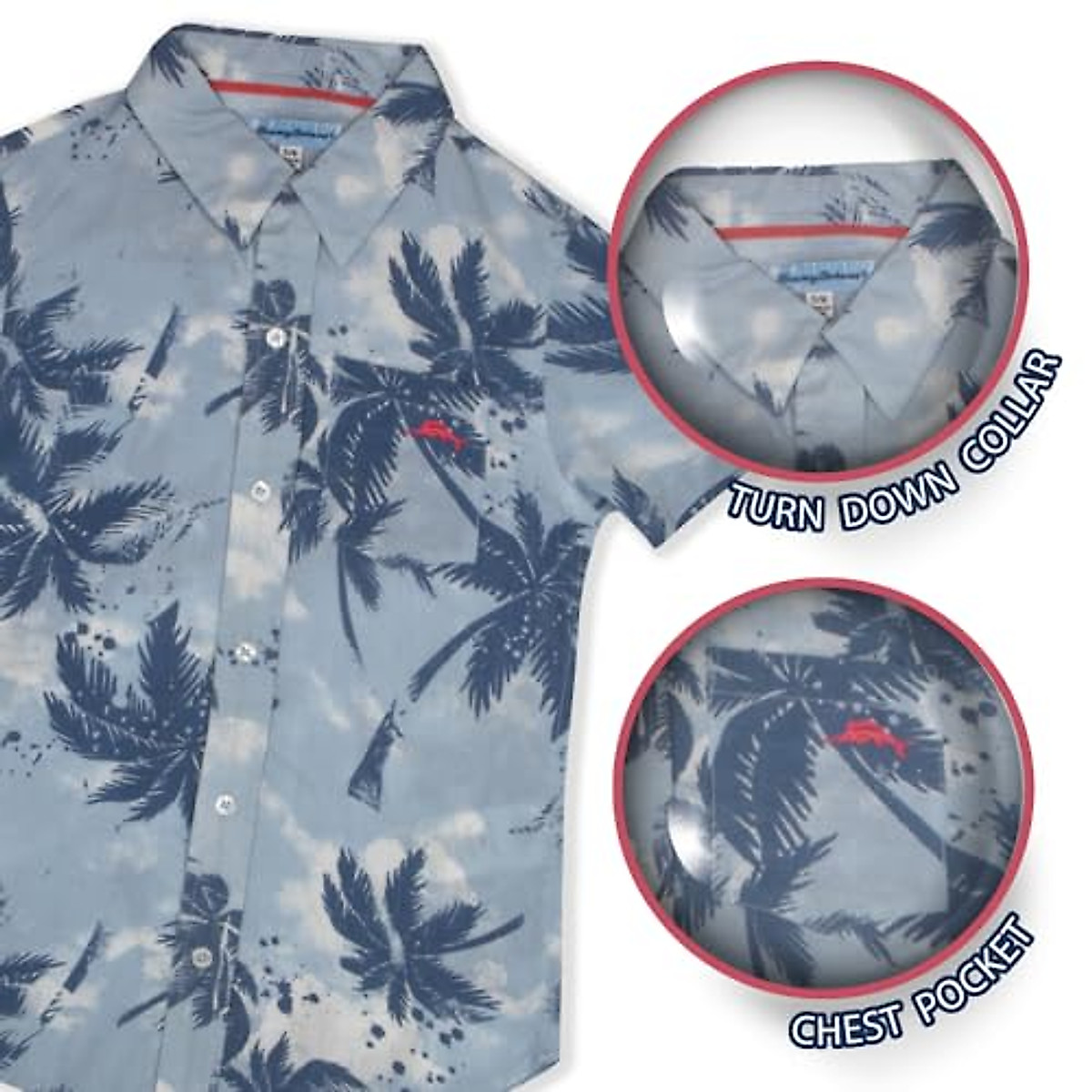 Tommy Bahama Boys Short Sleeve Shirt, Blue Palms, Size 5/6