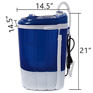 BaggySacky One-cylinder 7LB Portable Washing Machine with Spinner Timer Control and drainage for Small or Children Clothes in Apartment RV Travel Blue