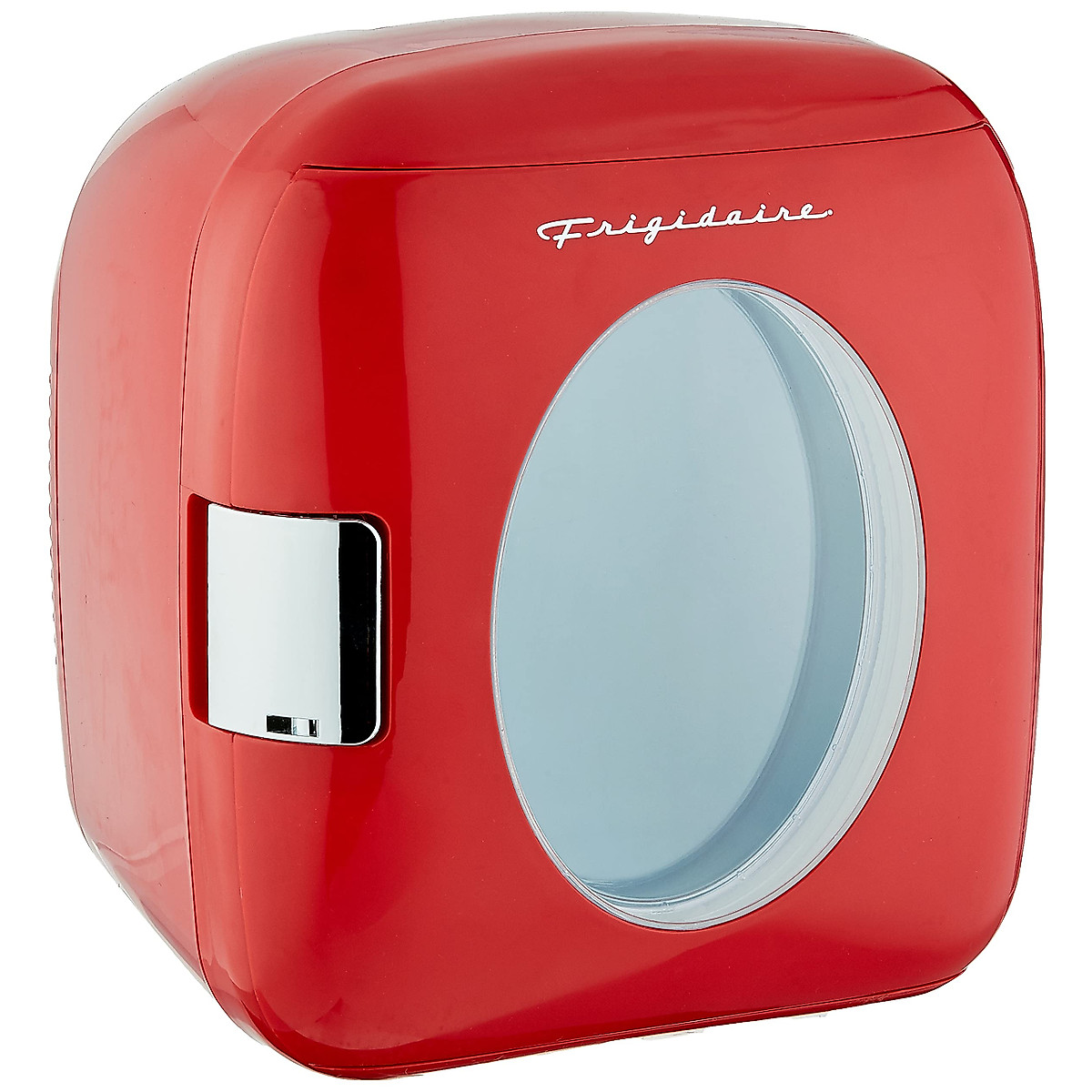 Frigidaire Retro Mini Personal Fridge Cooler, Holds 9L or 12 Cans, Portable for Car, Office, Bedroom, Dorm Room, or Cabin, Features Plugs for Home Outlet & 12V Car Charger - 10"D x 7"W x 10.5"H, Red
