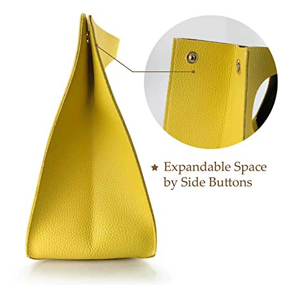 HOXIS Vintage Minimalist Style Soft Pu Leather Handbag Clutch Small Tote (Yellow)