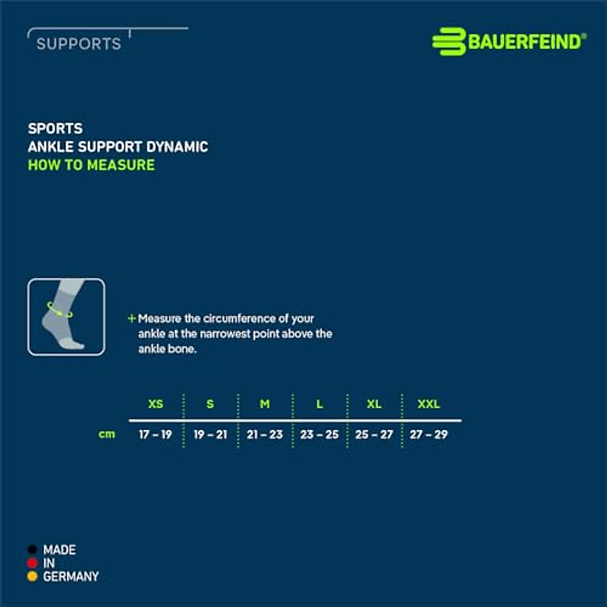 Bauerfeind Sports Ankle Support Dynamic - Ankle Compression Sleeve for Freedom of Movement - 3D AirKnit Fabric for Breathability - Premium Quality & Washable (S, Rivera)