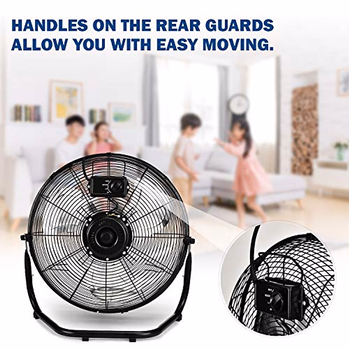 Simple Deluxe 20 Inch 3-Speed High Velocity Heavy Duty Metal Industrial Floor Fan for Warehouse,Workshop, Factory and Basement, Black