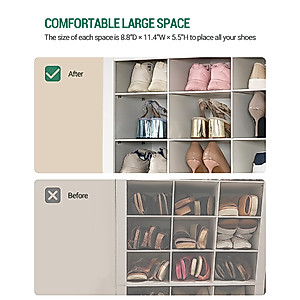 Hzuaneri Shoe Storage Cabinet, 36 Pairs Free Standing Closet Organizer, 8.8 inch Widened Cell Wood Shoe Organizer, 12 Tiers Vertical Space Saving Shoe Rack for Entryway, Bedroom, White SR20703X