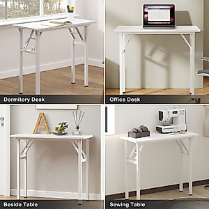 Need Small Desk 31 1/2" No Assembly Foldable Writing Table,Sturdy and Heavy Duty Folding Computer Desks for Small Space/Home Office/Dormitory AC5DW(80 * 40)