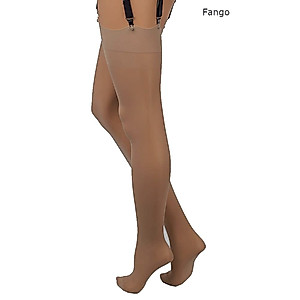 Trasparenze Sara All Sheer Stockings with Signature Logo - Made in Italy (Black, Large)