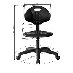 Chair Master Table Height Chair/Stool-Easy to Clean! Deluxe Ergonomic Polyurethane Chair. 5" of Height Adjustment (15.5"-20.5" Seat Ht). 450 lb Capacity. for Automotive, Lab, Garage, Home, Office