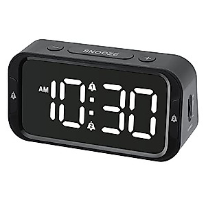 Searon Alarm Clock for Bedroom - Digital Desk Clock for Kids Dimmable LED Display, Dual Loud Alarms, Programmable Snooze, 12/24H, DC 5V/1A USB Port Charger - 5.6 x 2 x 2.8 Inches