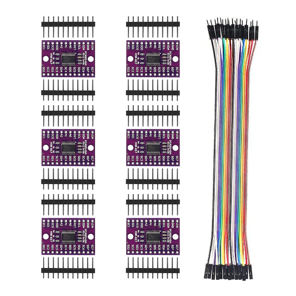 AEDIKO 6pcs TCA9548A Expansion Board I2C IIC 8 Channel Multiplexer Breakout Board with 20Pin M/F Cable