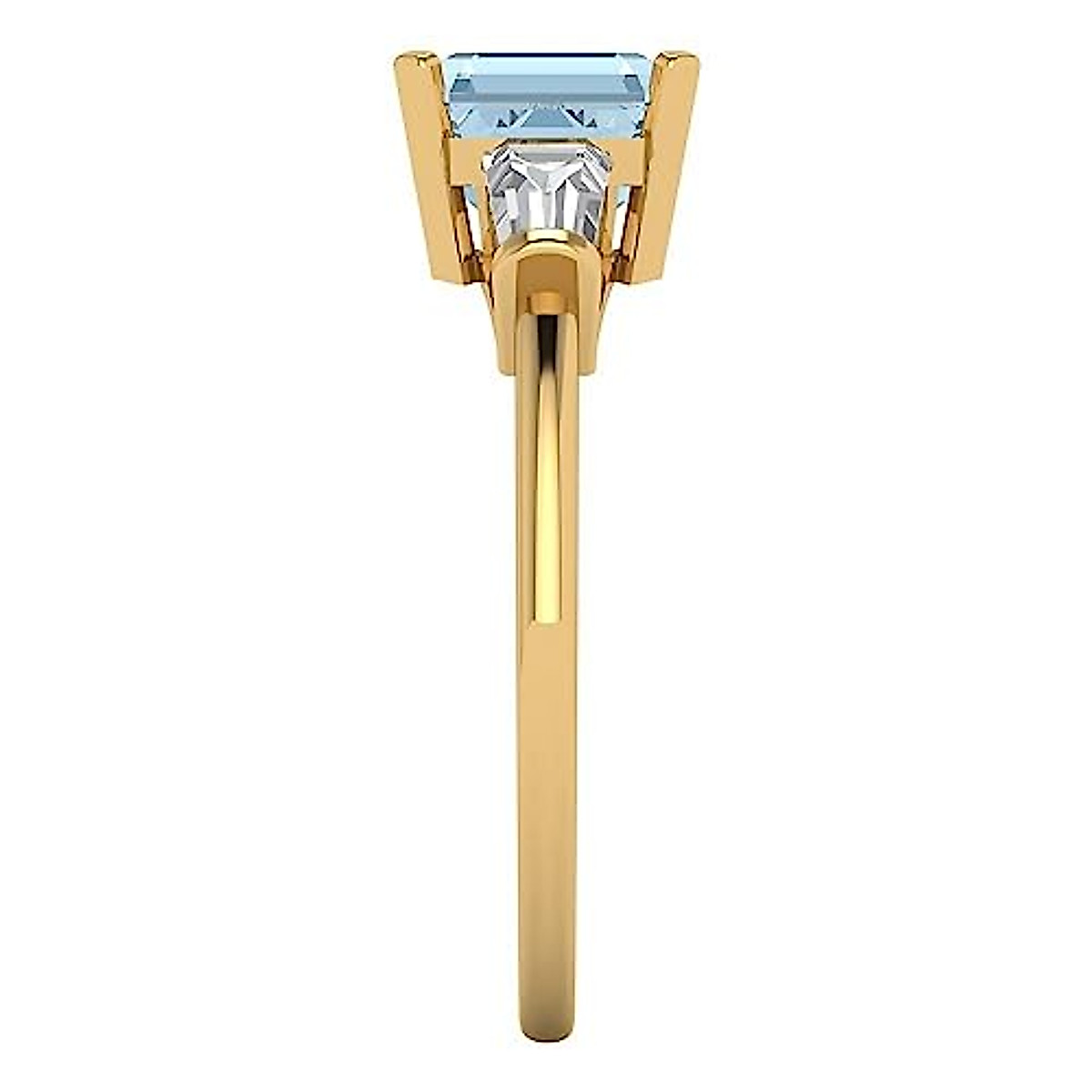 1.62ct Sq Emerald cut 3 stone Solitaire Natural Aquamarine Engagement Promise Anniversary Bridal Ring 18K Yellow Gold 3.5