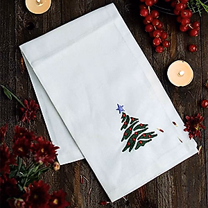 Cotton Carnival Dinner Napkins, Made with Pure Cotton, Christmas Tree Embroidered of Size 43Cm X 43Cm, Set of 6 Napkins Soft and Comfortable - Durable Quality