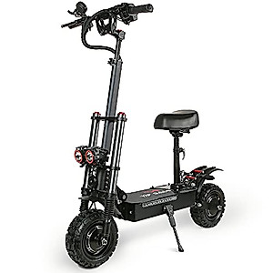 Electric Kick Scooter High Power Dual Drive 5600W Motor,Up to 50 MPH & 60 Miles Range, 11" Vacuum Off-Road Tire, Adult Electric Scooter with Foldable Seat Removable