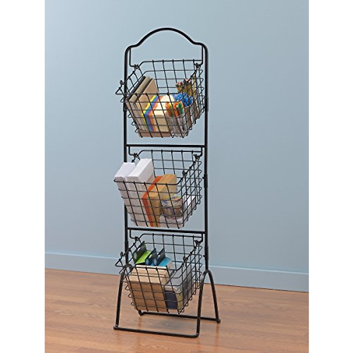 Gourmet Basics by Mikasa 3-Tier Metal Market Basket, Antique Black