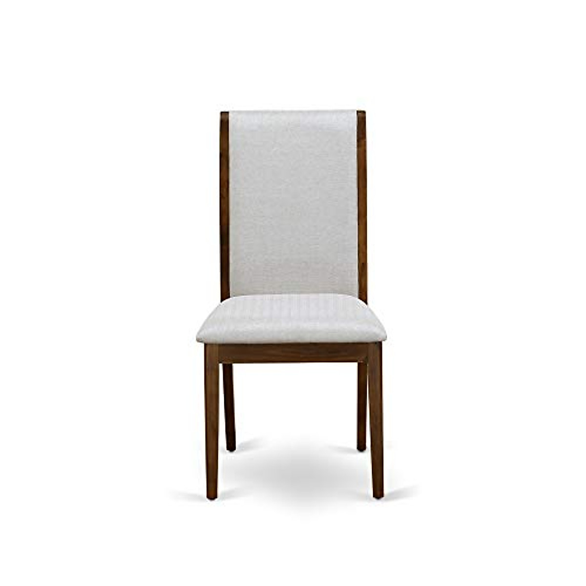 East West Furniture HBLA3-AWA-05 3 Piece Dining Room Furniture Set Contains a Round Dining Table with Pedestal and 2 Grey Linen Fabric Upholstered Chairs, 42x42 Inch, Walnut