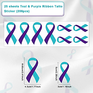 25 Sheets 200 Pcs Suicide Prevention Awareness Temporary Tattoos Stickers Assault Suicide Awareness Tattoos Stickers for Women Men Teen Mental Health Care Charity Activities Supplies