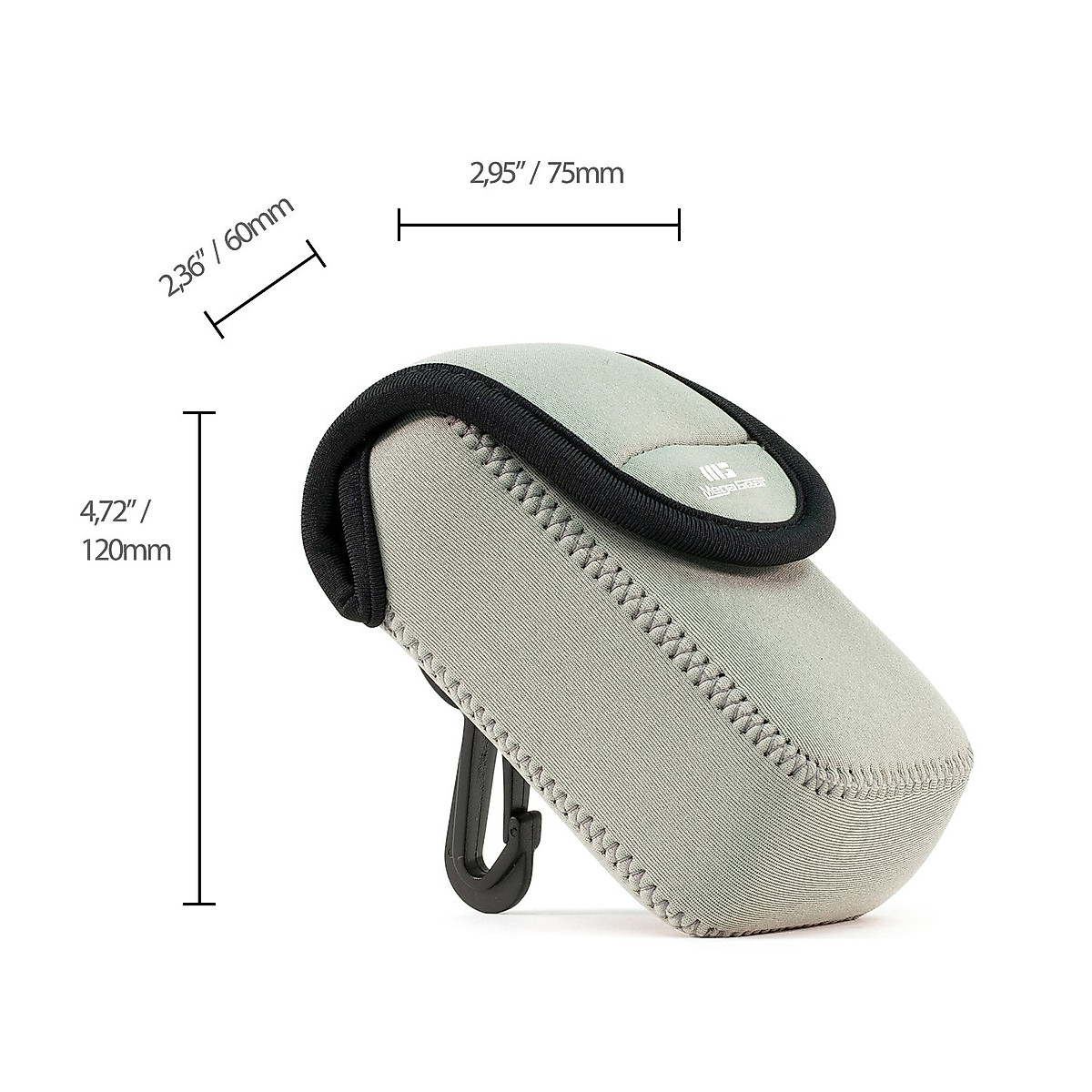 MegaGear MG795 Olympus Tough TG-6, TG-5, TG-4, TG-870, TG-860 Ultra Light Neoprene Camera Case, with Carabiner - Gray