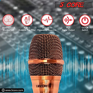 5 CORE Karaoke Microphone Dynamic Vocal Handheld Mic Cardioid Unidirectional Microfono w On and Off Switch Includes XLR Audio Cable for Singing Public Speaking & Parties PM 625