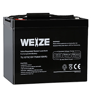 WEIZE 12V 75AH Deep Cycle Battery for Wayne ESP25 WSS30V Backup Sump Pump, Trolling Motor, Solar System, Mobility Wheelchair, General Use