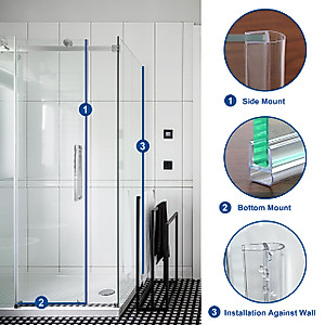 EAISMON Frameless Shower Door Seal for 3/8" Thick Glass, 2 Pack x 78" U Glass Shower Door Side Seal Strip Bottom Seal Door Sweep, Ultra-Clear Polycarbonate, Stop Shower Leaks Create a Water Barrier