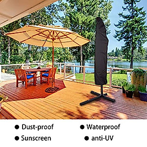 FLR Umbrella Cover with Zipper Outdoor Waterproof Dustpoof Lightweight Patio Umbrella Parasol Covers Offset Umbrella for 7-11ft Outdoor Garden Beach Umbrellas-Easy to Use