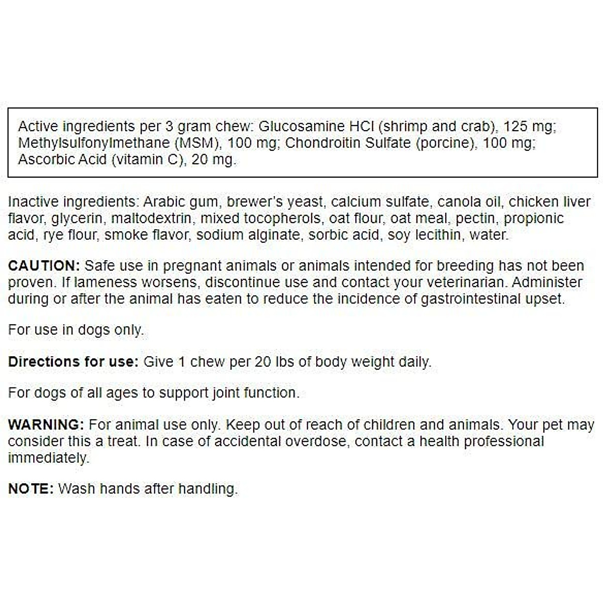 Swanson Glucosamine & Chondroitin for Dogs Hip & Joint with Msm 6.35 Ounce (180 g) Pkg