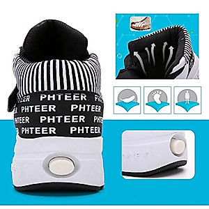 UGUHU Shoe with Wheels Retractable Skateboarding Outdoor Sports Cross Trainers Gymnastic Sneakers Roller Skate Shoes Wheels Shoes Outdoor Sneakers for Boys Girls,DoubleWheel-34