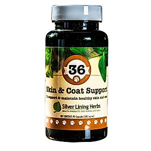 Silver Lining Herbs 36 Canine Skin & Coat Support - Natural Herbal Supplement to Fortify Dogs Against The Environment - Herbal Skin and Coat Supplement for Dogs - 90 Capsules