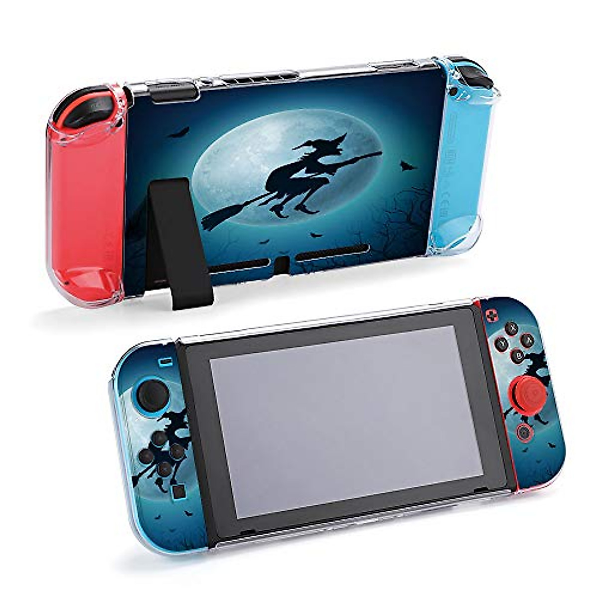 SUPNON Carry Case Compatible with Nintendo Switch, Ultra Slim Hard Shell, Protective Carrying Case for Travel - Witch Flying On Broom In Halloween Horror Design30434