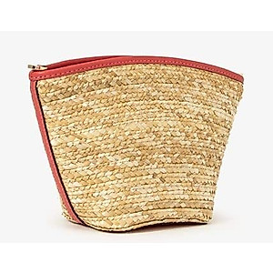 Michael Kors Kimber Small 2 in 1 Zip Tote Messenger Clear PVC and Natural Straw (Coral Reef)