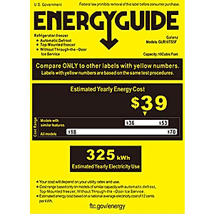 Galanz GLR10TS5F Refrigerator, Adjustable Electrical Thermostat Control with Top Mount Freezer Compartment, 10.0 Cu.Ft, Stainless Steel Look, 10