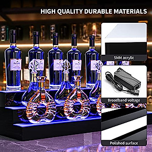 YITAHOME LED Lighted Liquor Bottle Display Shelf Supports USB & Power Bank, 3-Step 40-inch Bar Liquor Alcohol Shelf for Home Decoration Counter Party, Acrylic Whiskey Rack Stand with Remote & App Control