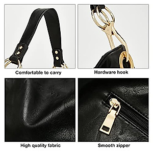 FOXLOVER Shoulder Bags for Women PU Leather Hobo Purse and Handbags Granny Chic Large Bucket Bag