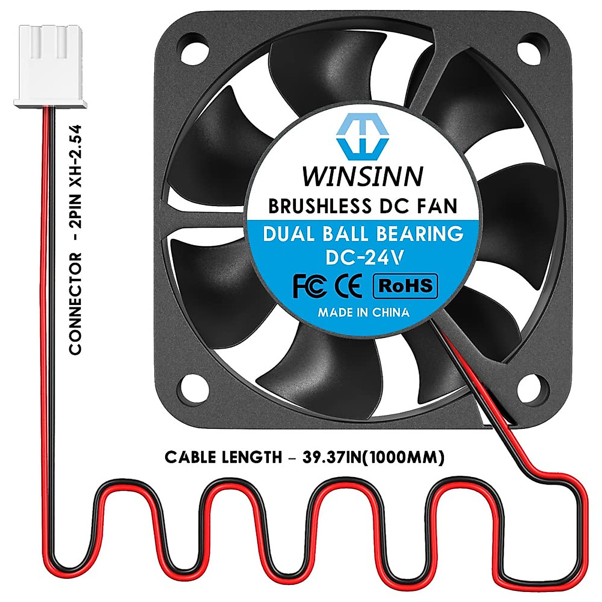 WINSINN 40mm Fan 24V, Ender 3 Fan Upgrade 24 Volt Fans 4010 Dual Ball Bearing, 1000mm/39in Cable Works with Ender 3 Pro 3X CR-10S (Pack of 4Pcs)