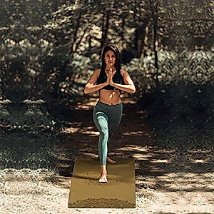 Yoga World Cork Mandala Yoga Mat - Non-Slip Surface & Anti-Skid TPE Underside - Strong Grip on Wet & Dry Surfaces - Soft Floor Cushion for Exercises - 183 x 61 x 0.4cm (Black)