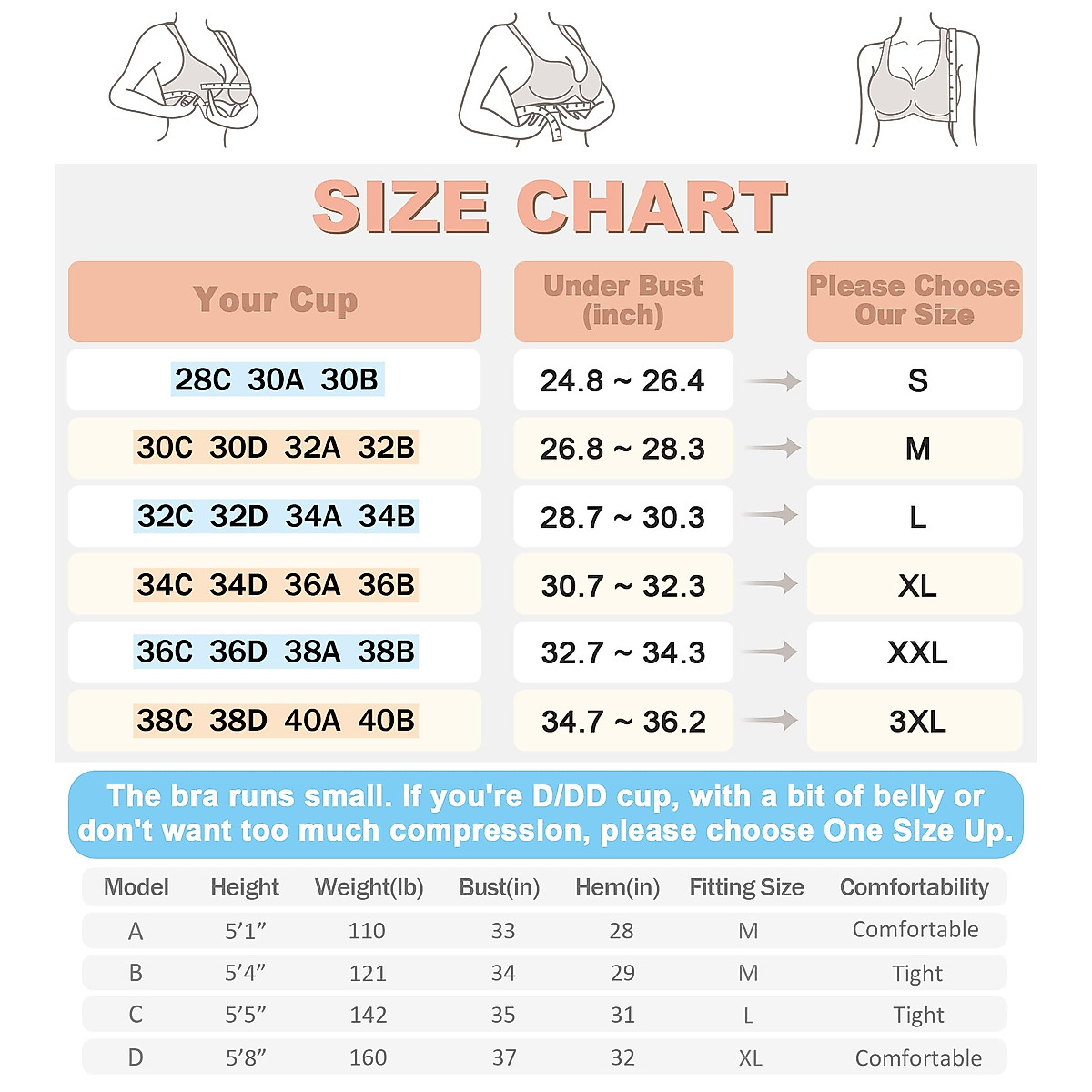 TECOX Zip Front Adjustable Sports Bras for Women High Impact Support Post Surgery Compression Bra with Adjustable Straps Front Zipper Cross Back Wireless Padded Running Workout Sports Bra Grey